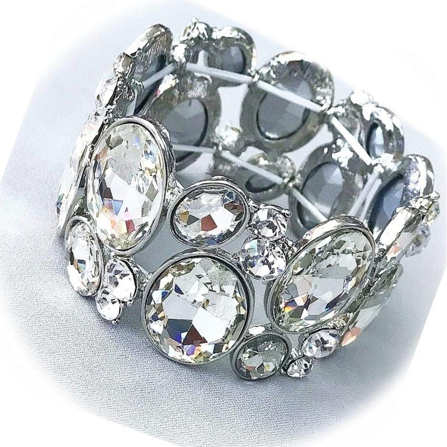 Accessory Silver Color Finished Clear Color Rhinestones Oval Circle ...