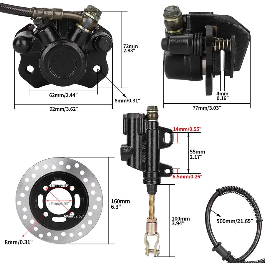 【並行輸入品】RUTU Rear Foot Brake Master Cylinder Caliper Assembly with Dis ...