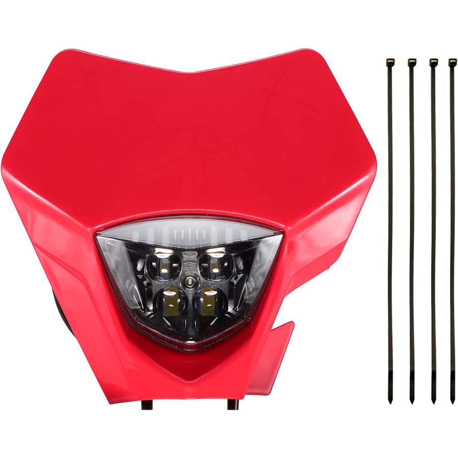 GOOFIT Red 12V 25W Led Headlight Universal Dirt Bike Head Light ...