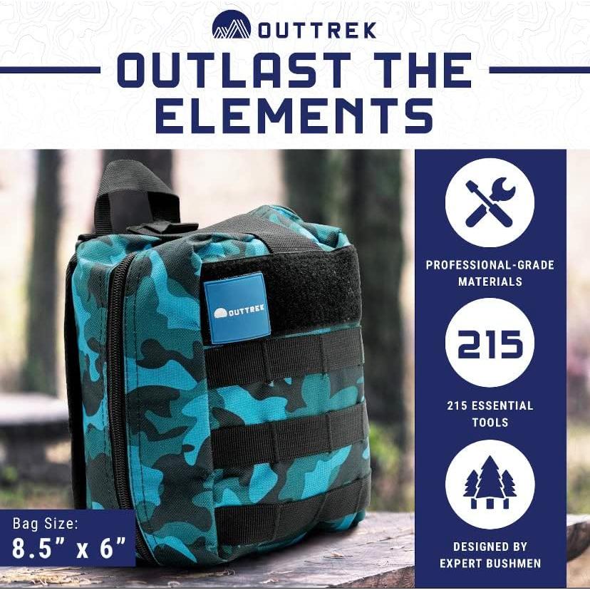 Blue Survival Kit 215 PCS Emergency Camping Gear Complete Set of First ...