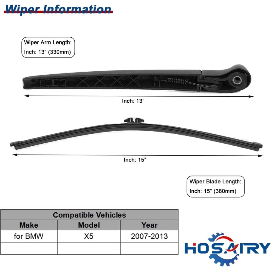 HOSAIRY Rear Wiper Arm Blade Set for BMW X5 X5M E70 SUV 2007-2013 Wind : DreamFactory - 通販 ...