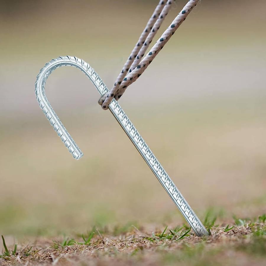 テント用杭6個 12インチ 高耐久 鉄筋用杭 地面用杭 Jフック 地面用アンカー メタルカーブスチールテント杭 ガーデニング/キャノピー/キャンプテント用杭 : hfayb0c2kq12wjk ...