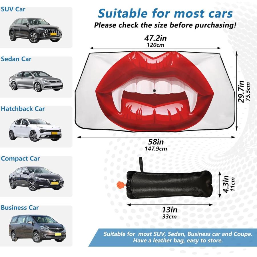 【並行輸入品】Kigai Vampire Lip Pattern Car Windshield Sun Shade Foldable ...
