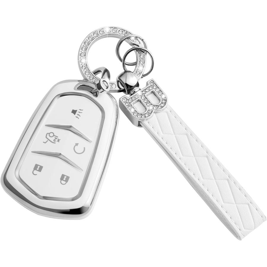 【並行輸入品】TX-INNO AUTO for Cadillac Key Fob Cover with Leather Keychain ...