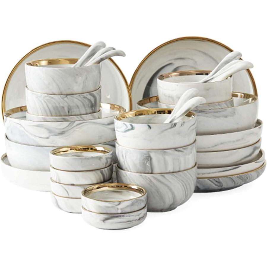 POCHY Palace Style Fine Dinnerware Sets Dinner plate Ceramics 26 Pieces ...