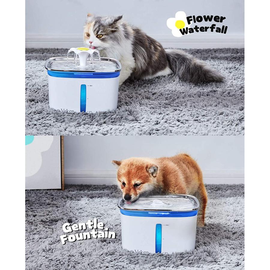 Veken 95oz/2.8L Stainless Steel Pet Fountain Automatic Cat Water Dog Dispenser with Smart Pump ...