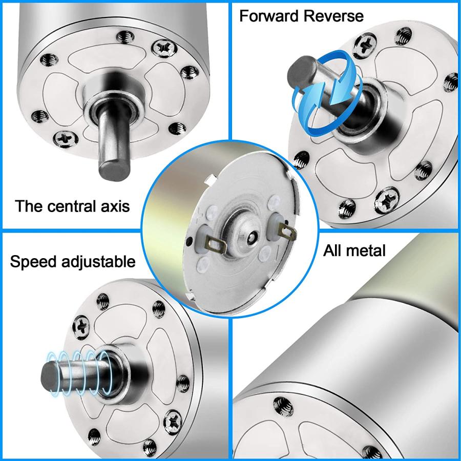 PLUMIA DC 24V 5RPM Gear Motor Centric Output Shaft 37mm Diameter Gearbox High Torque Electric ...
