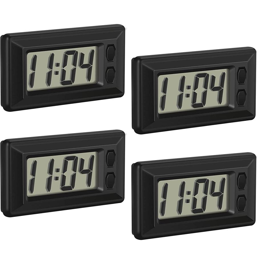 4 Pieces Small Digital Clock Mini Car Clock LCD Car Dashboard Time ...