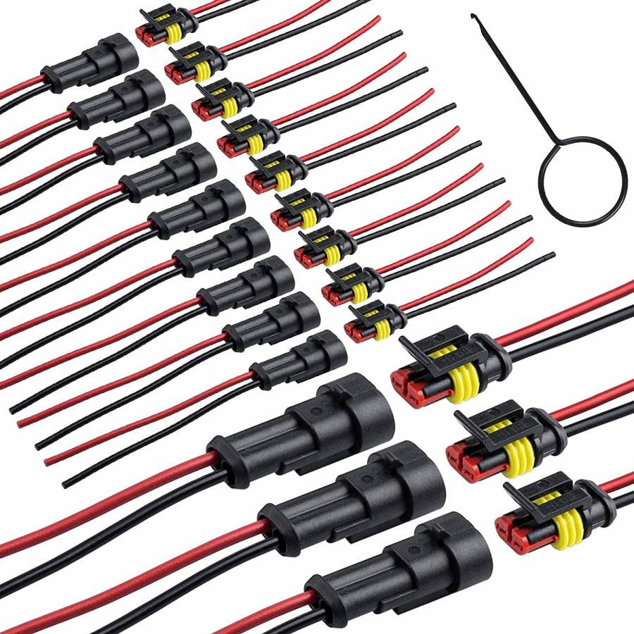 JRready 2 pin Connectors 12Packs Waterproof 2 Wire Connectors 16AWG (26 ...