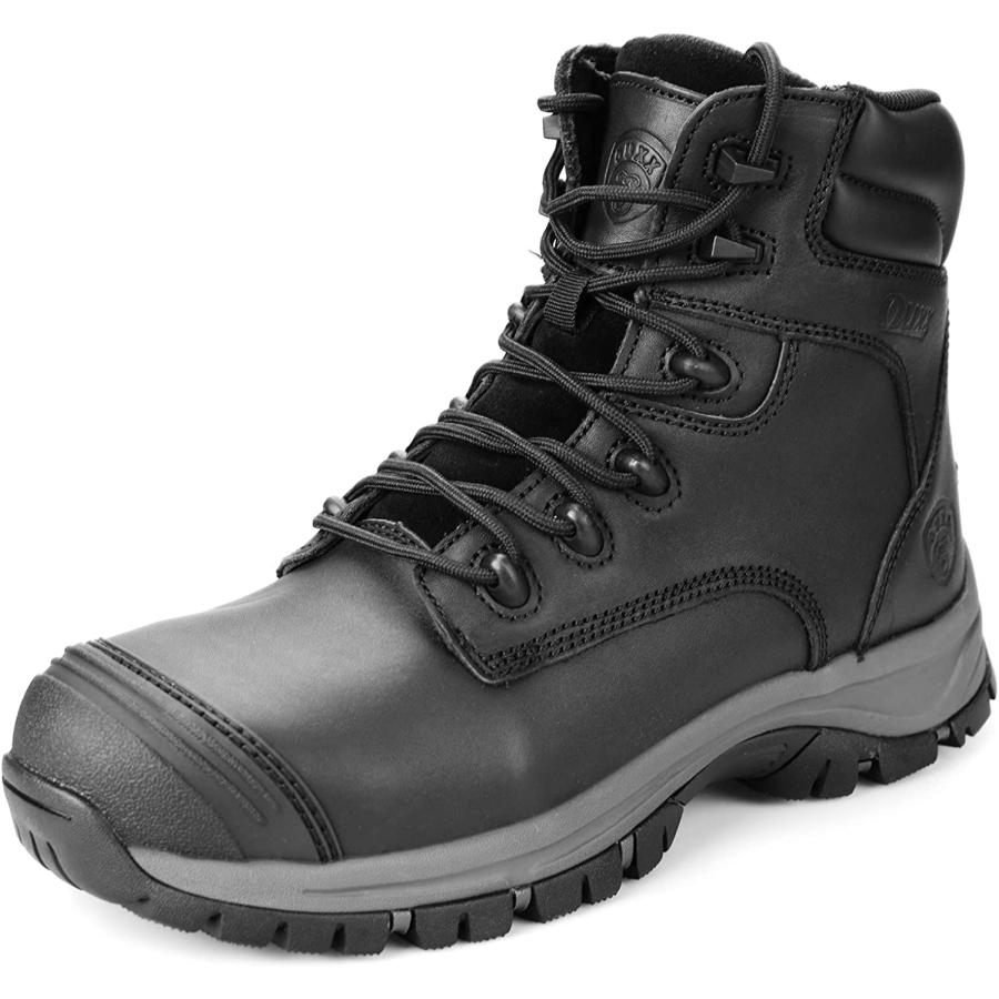 OUXX Work Boots for Men Waterproof Steel Toe YKK Zipper Non-Slip Rubber ...