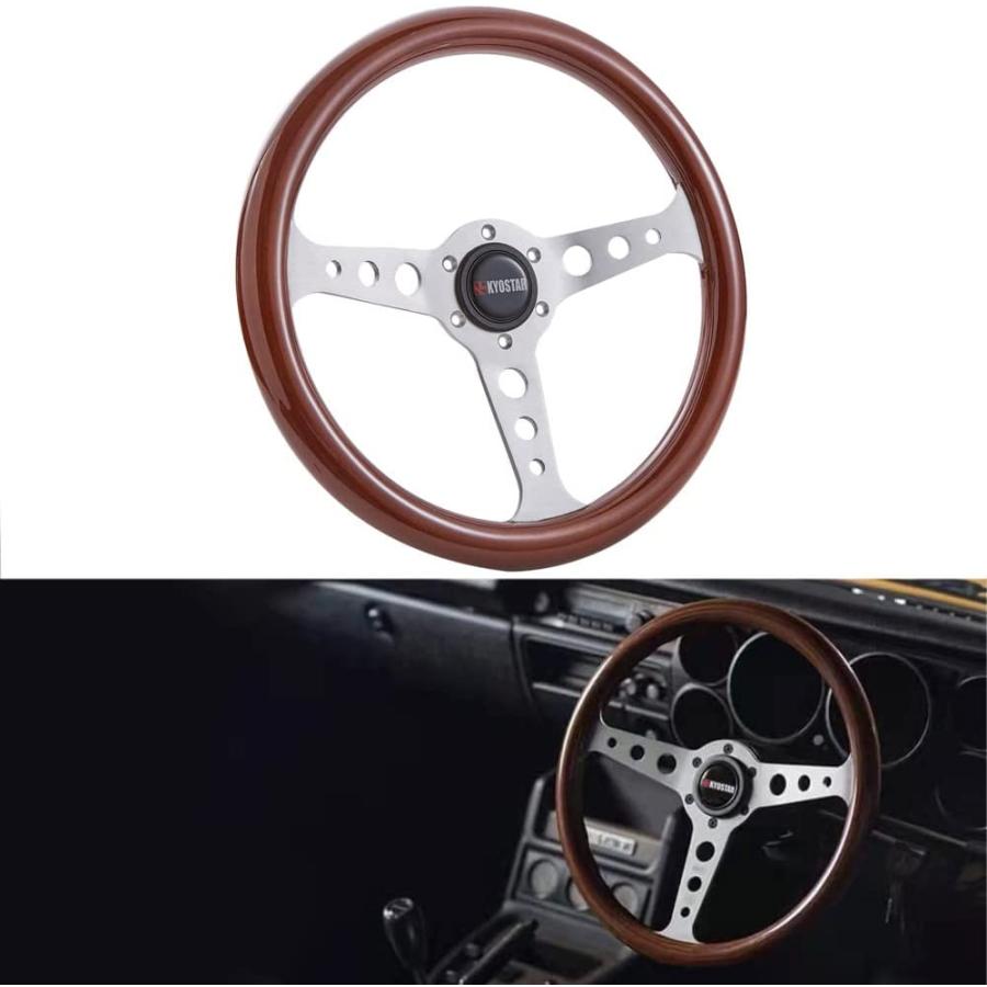 【並行輸入品】 Universal 350mm 14inch Inch Classic wooden steering wheel with ...