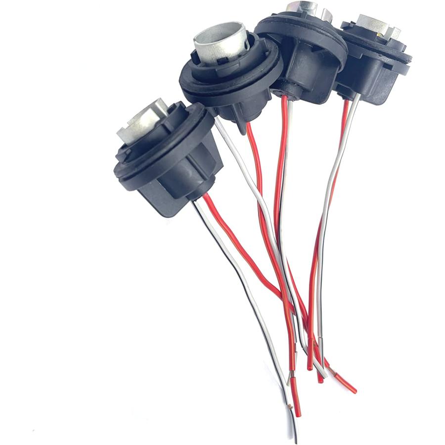 4 Pack 1156 BA15S P21W LED Bulb Socket Light Base Holder Pre-Wired Wiring Harness Connector ...