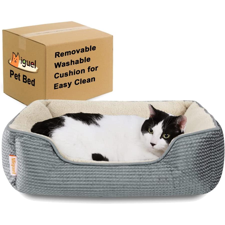 【並行輸入品】 Miguel Cat Beds for Indoor Cats Washable Rectangle with R ...
