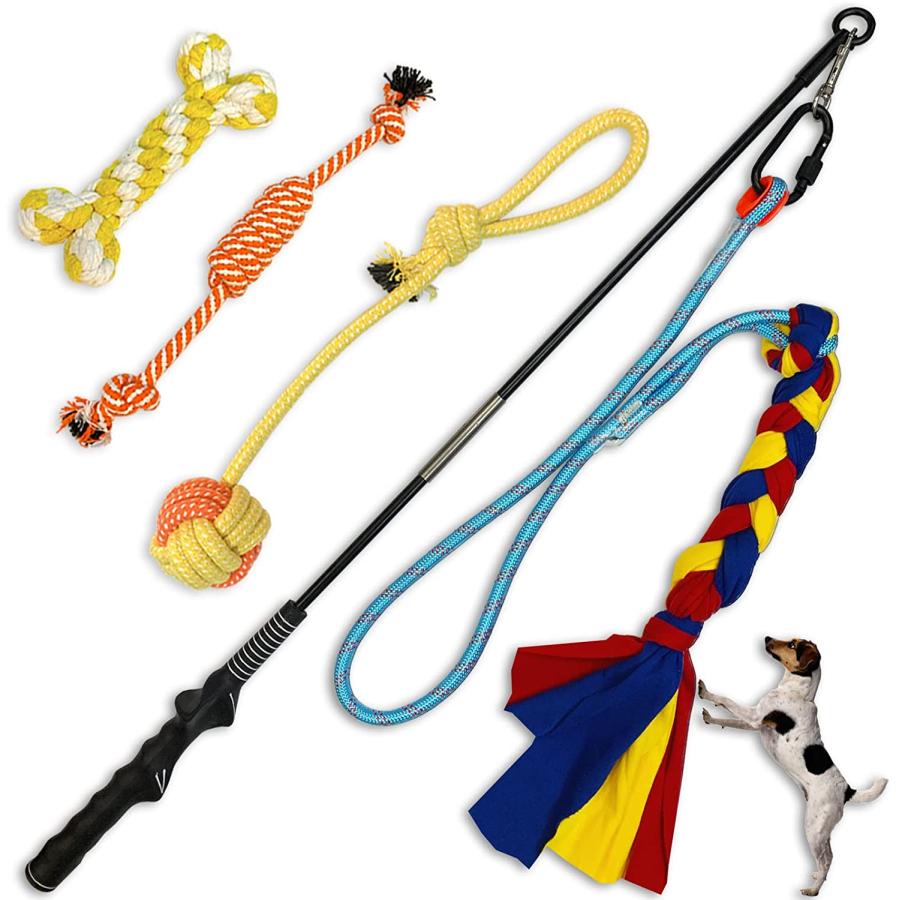 【並行輸入品】 Flirt Pole for Dogs Dog Chew Toys Durable Rope Puppy To ...
