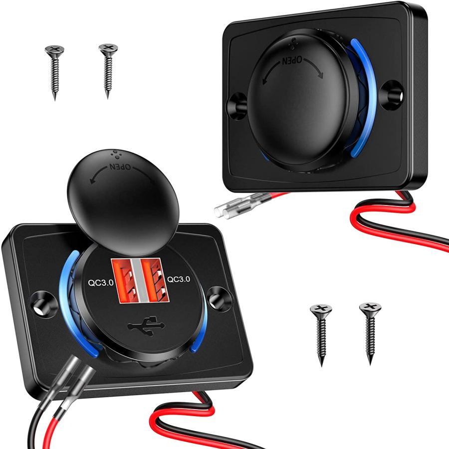 Electop RV USB Outlet 12V Wall Mount(2 Pack) Quick Charge 3.0 Dual USB ...