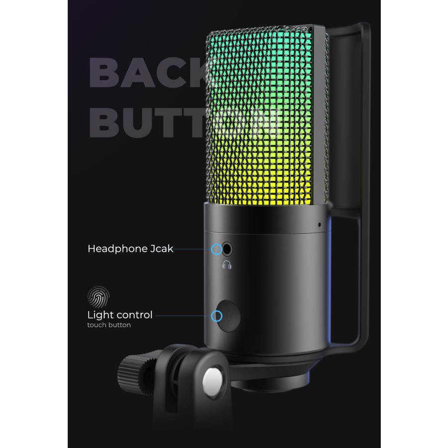 FIFINE T669 Pro RGB 高音質 USBマイク コンデンサーマイク 単一指向性 アームスタンドとショックマウント付き PC/PS4/PS5/Mac 正規代理店 :FIFINE ...