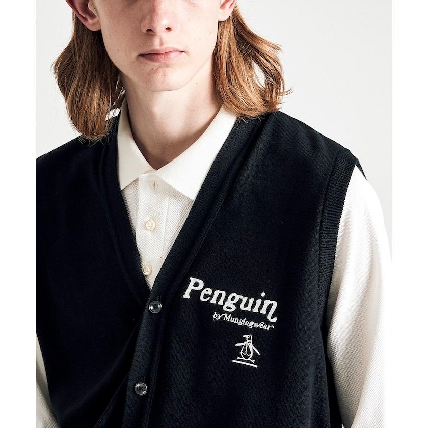 Penguin by Munsingwear 公式 ペンギン バイ マンシングウェア インターシャニットベスト メンズ フロントオープン ウェア ゴルフ MU4FVE50M 24FW ...