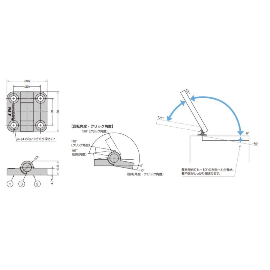 SUGATSUNE スガツネ工業 クリックヒンジ HG-MPS2型 PAT ホワイト 170-023-909 HG-MPS2-WT | LAMP 家具金物 部品 パーツ 金具 金物 蝶番 丁番 ...
