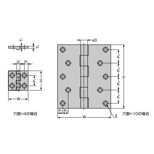 SUGATSUNE スガツネ工業 角丁番 TTS型 研磨仕上 170-090-149 TTS-106M | LAMP 部品 パーツ 金具 金物 蝶番 丁番 扉 ドア 家具 交換 シンプル ...