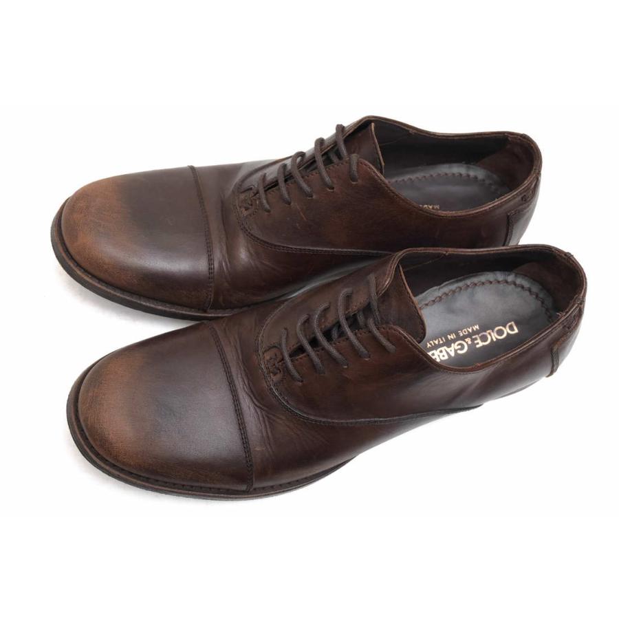○ドルガバ DOLCE＆GABBANA カーフ 牛革 ビジネスシューズ 937 ストレートチップ レザーソール ヴィンテージ加工 メンズ 【中古】 中古 DOLCE&GABBANA（ドルチェ & ガッバーナ） ドルガバ ビジネスシューズ