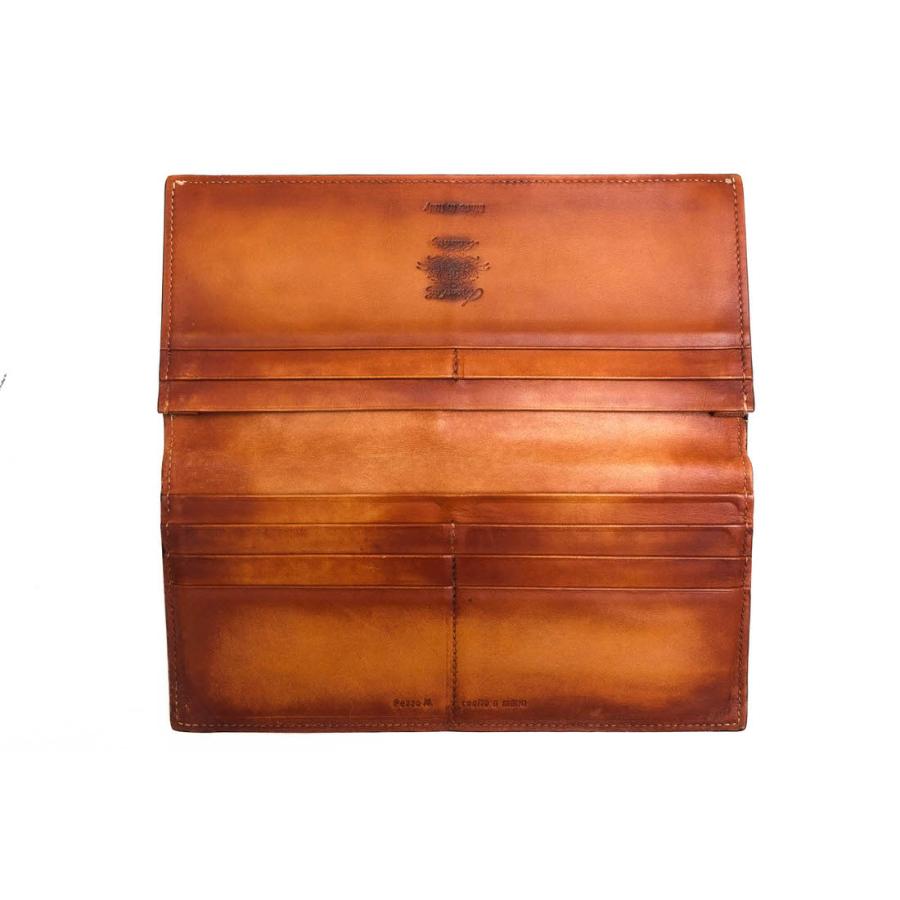 ○ステファノブランキーニ Stefano Branchini 牛革 カーフ 長財布 ART. 402 LONG YEN パティーヌ仕上げ 小銭入れなし 札入れ 二つ  中古 Stefano Branchini（ステファノブランキーニ） 長財布 ART. 402 LONG