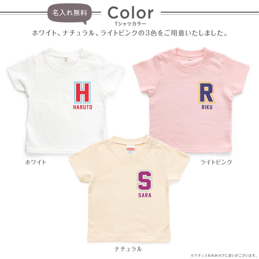名入れTシャツ キッズ ベビー イニシャル06 ワンポイント 80 90 100 110 120 130 140 150 名前入り 出産祝い ギフト 誕生日 おしゃれ かわいい : デザート ...