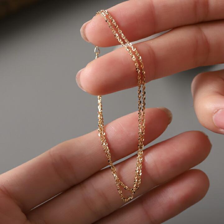 DEVAS 日曜7%クーポン有 18金 ブレスレット k18 18金ブレスレット 18k レディース 2連 ツイストあずきチェーン 1.2mm ゴールド チェーン : デザイナーズジュエリー ...