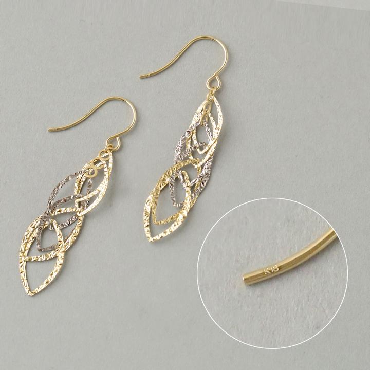 DEVAS 【土日限定2000円OFFクーポン有】 18金 ピアス WG k18 18金ピアス 18k フックピアス 揺れる コンビカラー k18ピアス レディース ピアス18金 両耳 ...