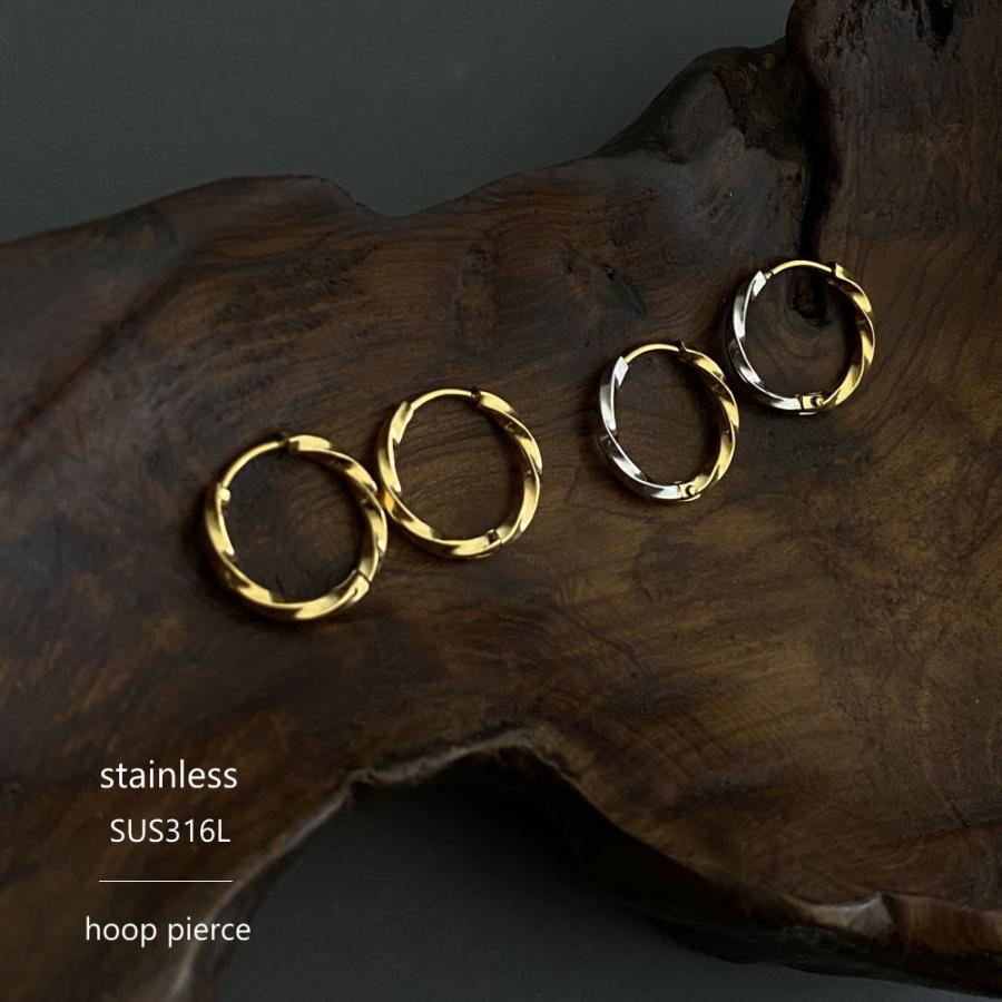 SUS316L ツイスト フープ ピアス キャッチレス ねじり サージカルステンレス つけっぱなしok アレルギー 316L バイカラー : LuneJewelry - 通販 - Yahoo ...