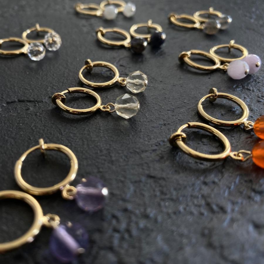 6mm 天然石 カットラウンド ピアス イヤリング 10タイプ ニッケルフリー K14GP : LuneJewelry - 通販 - Yahoo!ショッピング