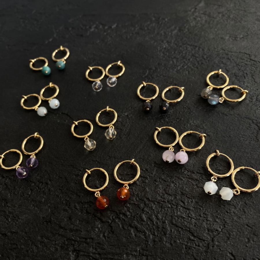 6mm 天然石 カットラウンド ピアス イヤリング 10タイプ ニッケルフリー K14GP : p506 : LuneJewelry - 通販 - Yahoo!ショッピング