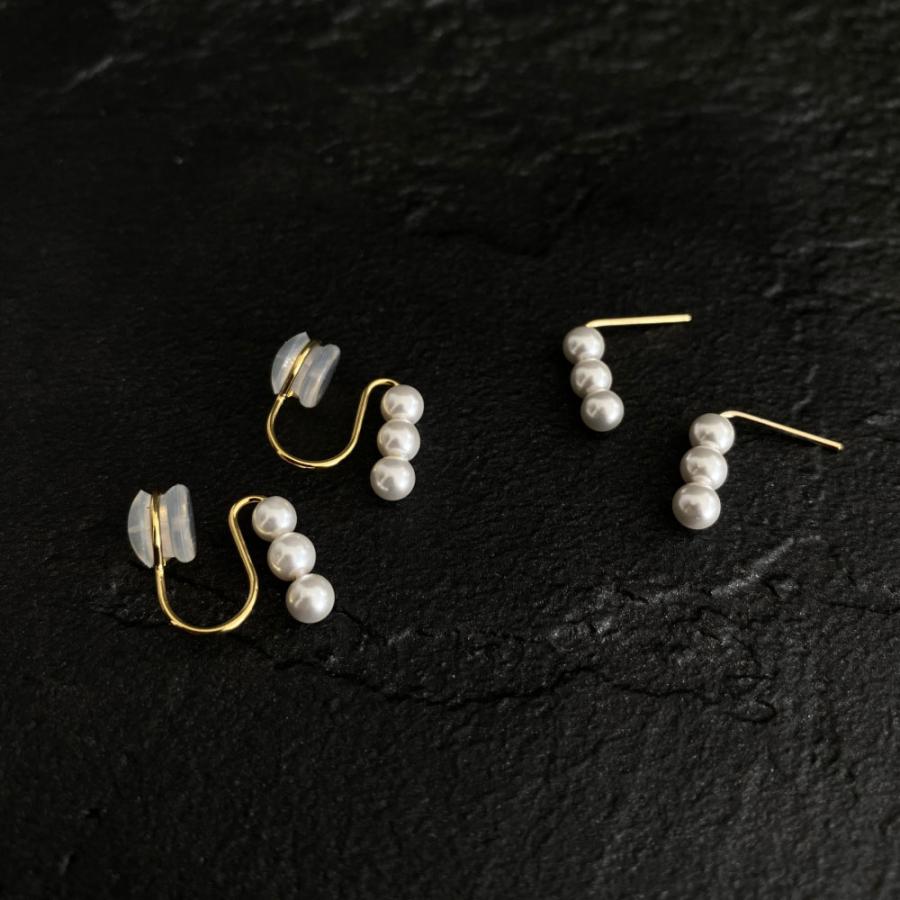 トレスパール ピアス イヤリング ノンホール 小粒 ホワイトパール オケージョン デイリー K14GP 小さめ 華奢 3粒 ノンホールピアス : LuneJewelry - 通販 ...