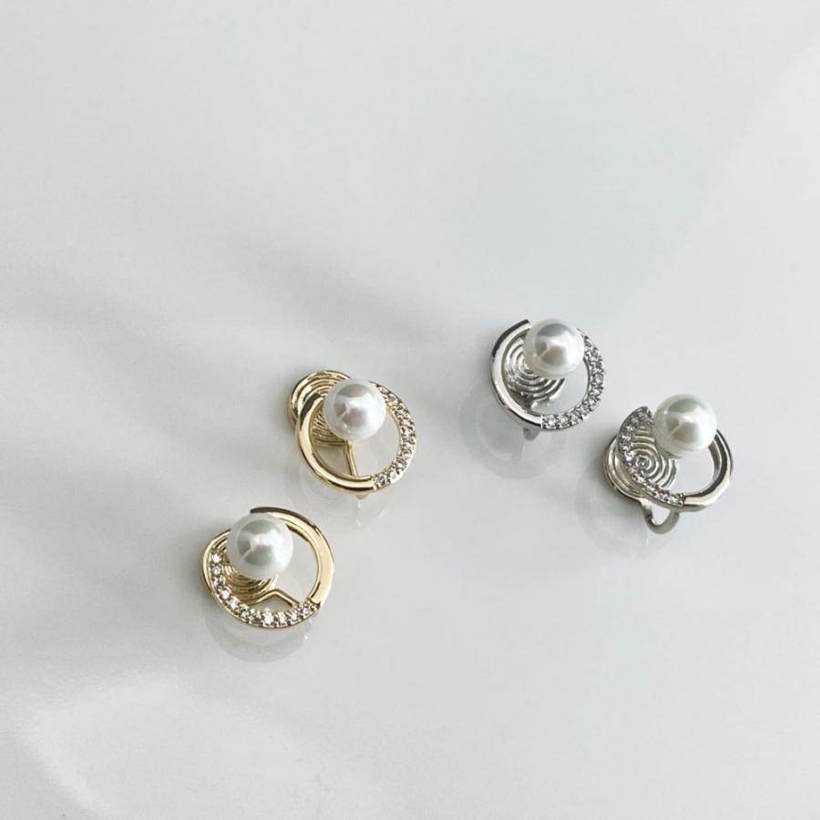 K14GP クライス パール ピアス / イヤリング silver925ポスト ノンホールピアス キュービックジルコニア ラウンド シリコン アレルギー : LuneJewelry - 通販 ...