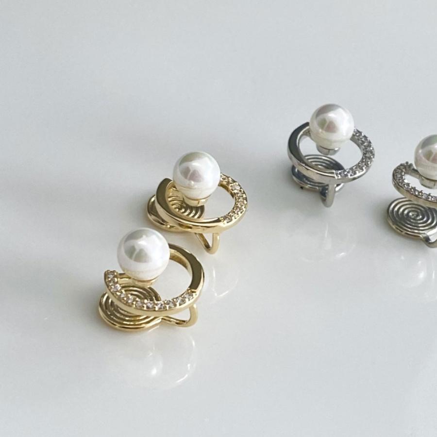 K14GP クライス パール ピアス / イヤリング silver925ポスト ノンホールピアス キュービックジルコニア ラウンド シリコン アレルギー : LuneJewelry - 通販 ...