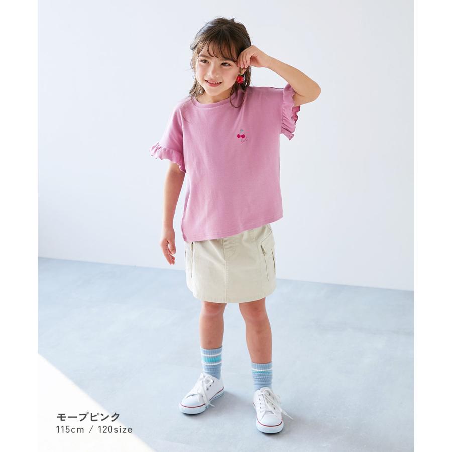 devirock（デビロック） Tシャツ トップス もちもちストレッチ ガールズワンポイント刺繍Tシャツ キッズ 子供服 女の子 devirock 25ss_ガールズトレンド ...