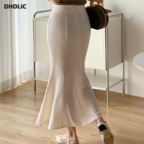 ボトムス スカート ロング丈 マキシ丈 ハイウエスト バックファスナー マーメイド スリムフィット 細身 無地 オフィスカジュアル フェミニン :1681843:DHOLIC - 通販 ...