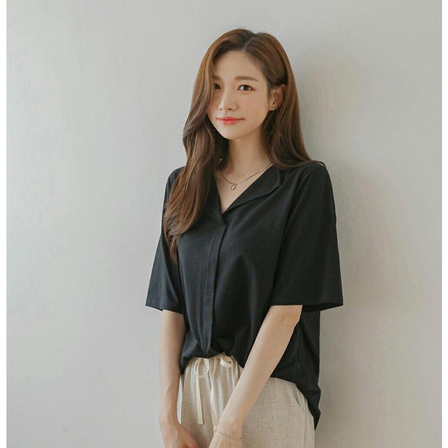 トップス Tシャツ ラウンドネック クルーネック 半袖 ハーフスリーブ ゆったり オーバーサイズ ルーズ 5分袖 五分袖 襟 開襟 :926390:DHOLIC - 通販 - Yahoo!ショッピング