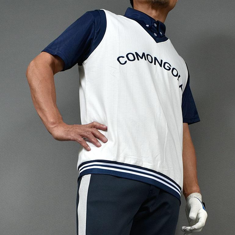 COMONGOLF ゴルフウェア メンズ 春夏 ベスト Vネック ドライ素材 ストレッチ ゴルフ トップス おしゃれ ゴルフトップス 秋 サンタリート コモンゴルフ CG-BS302S ...