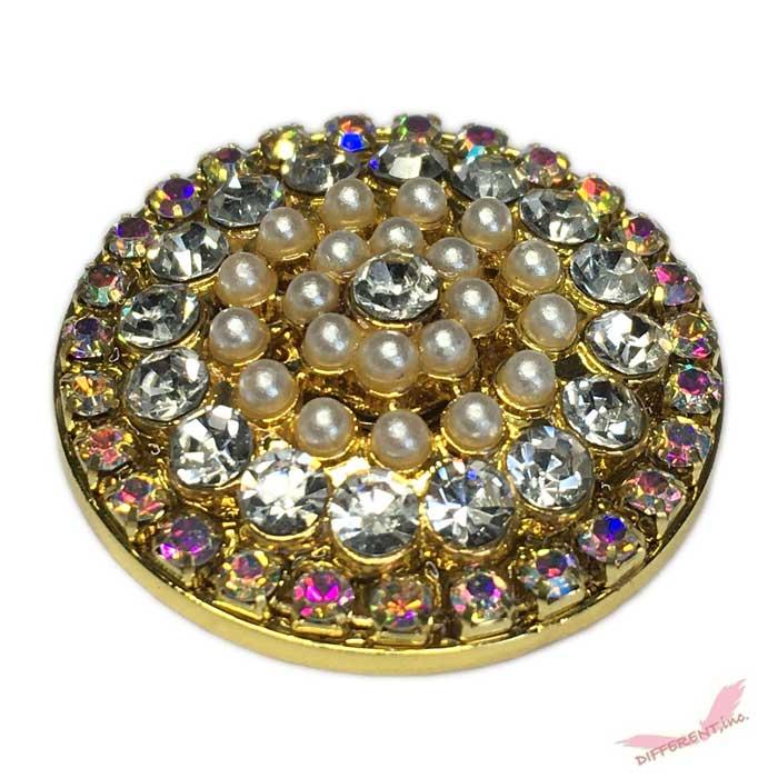 お花風 パール＆クリスタルストーン 25mm ゴールド ゴルフマーカー ハットクリップ マグネット付き セット : different - 通販 - Yahoo!ショッピング