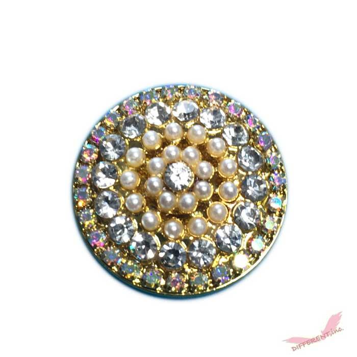 お花風 パール＆クリスタルストーン 25mm ゴールド ゴルフマーカー ハットクリップ マグネット付き セット : different - 通販 - Yahoo!ショッピング