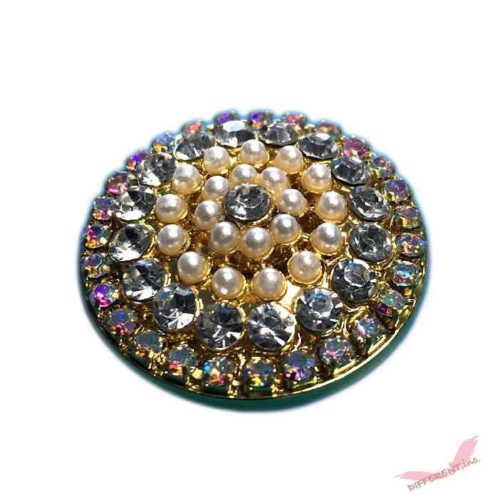 お花風 パール＆クリスタルストーン 25mm ゴールド ゴルフマーカー ハットクリップ マグネット付き セット : different - 通販 - Yahoo!ショッピング