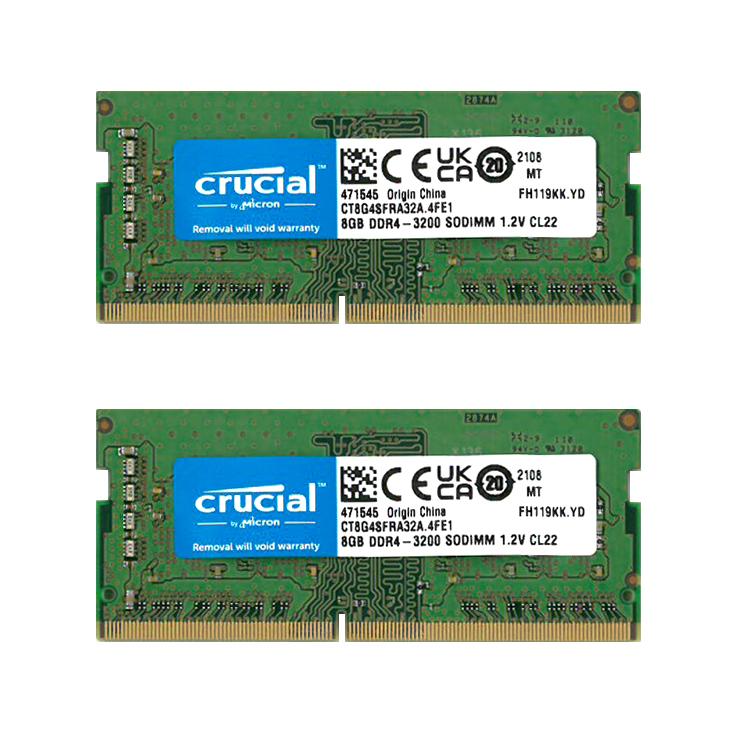 crucial 2枚組 8GB ×2 （ 16GB ）Crucial Micron製 増設 メモリ ノート・小型 PC DDR4 3200 mhz PC4 25600 SODIMM ...