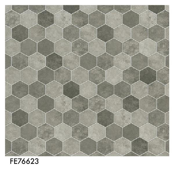 サンゲツ（SANGETSU） 壁紙 クロス のり無し DIY リフォーム ファイン 石目 タイル 幾何学 ハニカム ヴィンテージ 抗菌 撥水 グレー FE76623 50cm ...