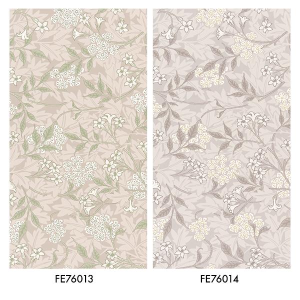 サンゲツ 壁紙 クロス のり付き DIY リフォーム ファイン モリス MORRIS 植物 ボタニカル ジャスミン モダン グレー ピンク グリーン FE76013 FE76014 50cm ...