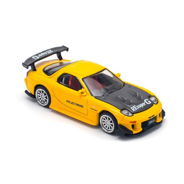 POP RACE 1/64 MAZDA RX-7 (FD3S) RE-AMEMIYA WIDEBODY YELLOW ミニカー ...