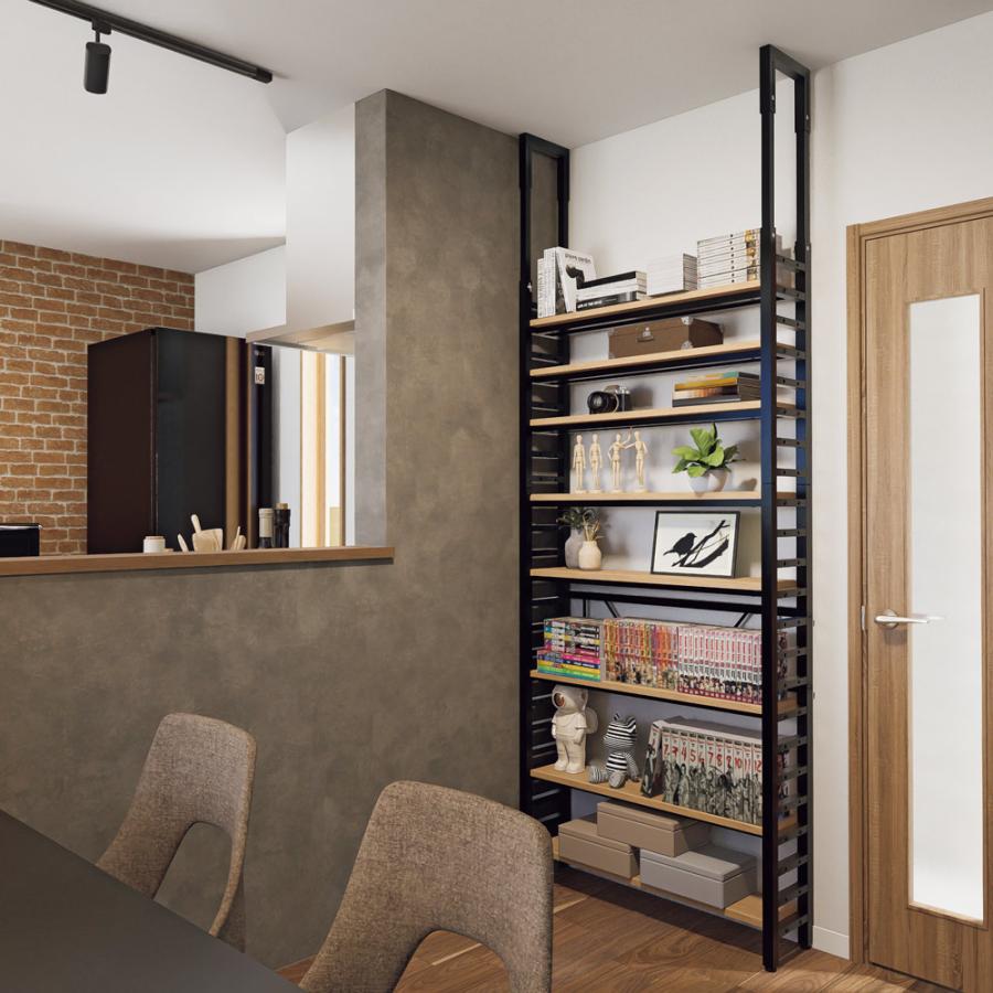 dinos 本棚 シェルフ 突っ張り収納 ラック ブルックリンテイスト頑丈突っ張りラック 幅90cm奥行23cm高さ218-250cm 544703 : ディノス家具Yahoo!ショッピング店 ...