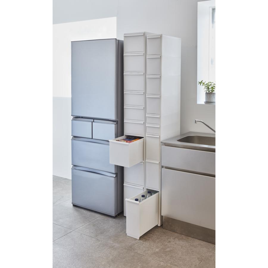 dinos キッチンラック 収納 隙間 25.5cm スリム キッチンストッカー 台所 棚 引き出しいっぱい 9段（高さ189cm）・幅25 ...