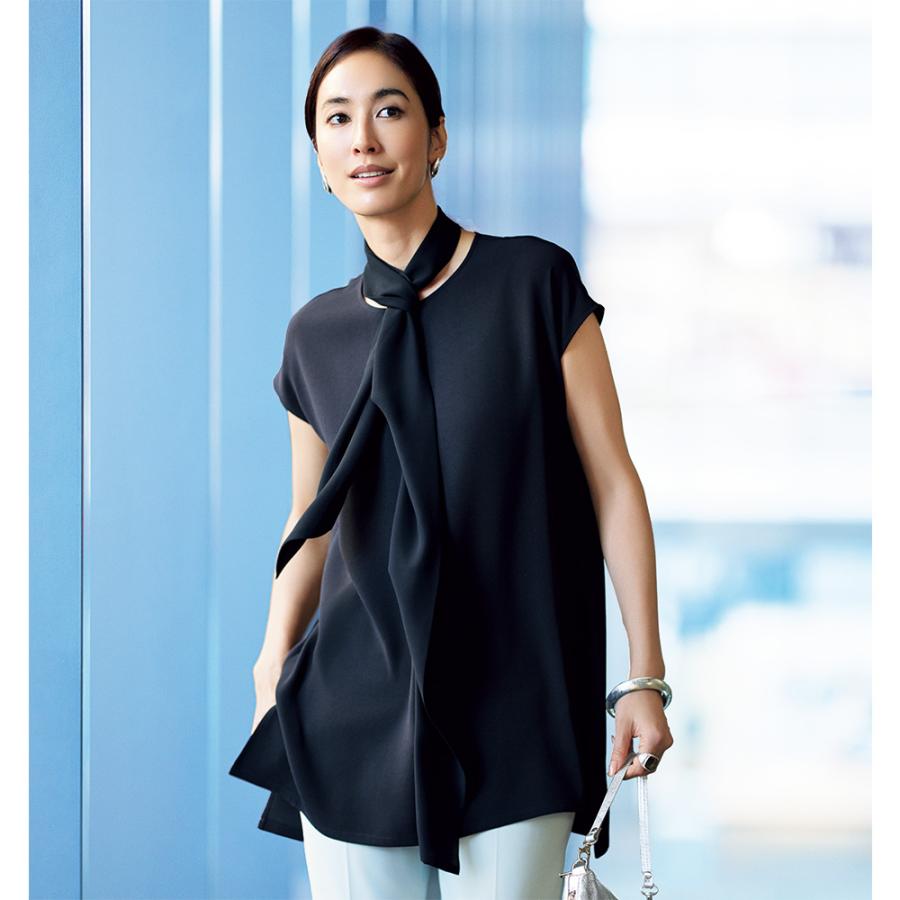 dinos トリアセテート混 ドレープボウタイチュニック ワンピース チュニック 375901 : ディノス Yahoo!ショッピング店 - 通販 - Yahoo!ショッピング