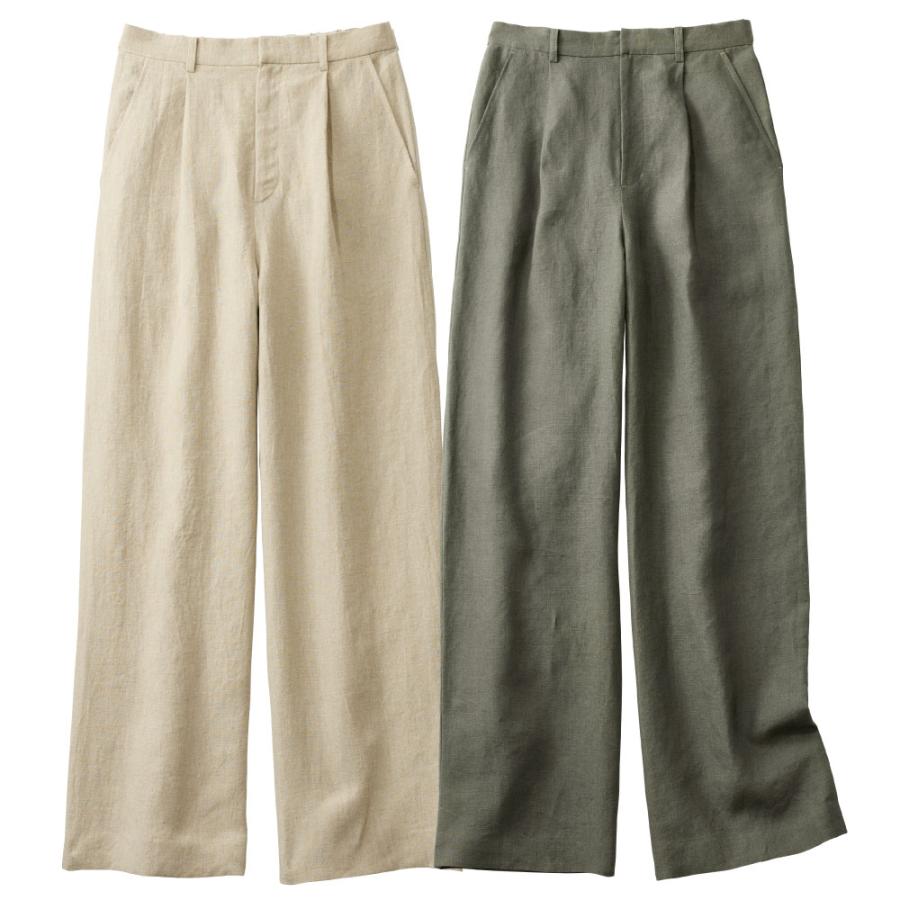 dinos ≪股下丈68cm≫リネン セミワイドパンツ パンツ 362902 : ディノス Yahoo!ショッピング店 - 通販 - Yahoo!ショッピング