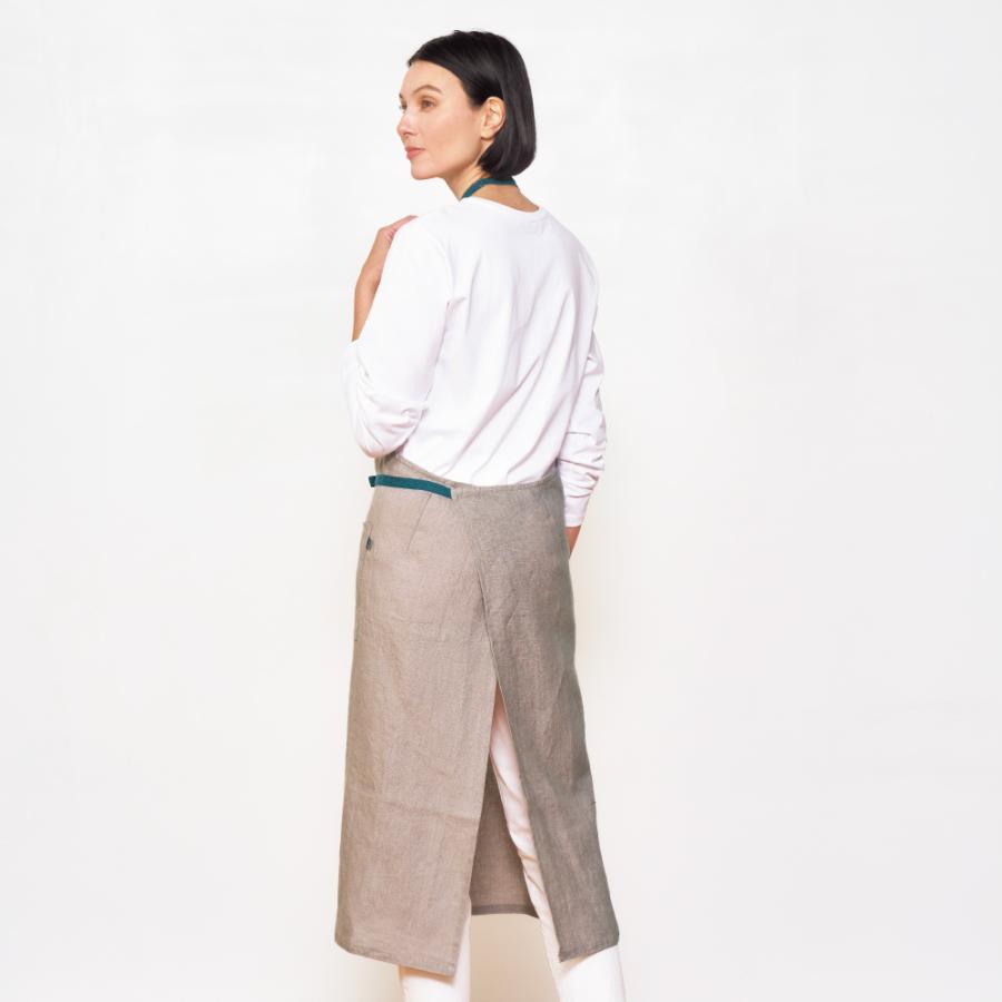 dinos 2色使いの麻のエプロン エプロン 割烹着 551801 : ディノス Yahoo!ショッピング店 - 通販 - Yahoo!ショッピング